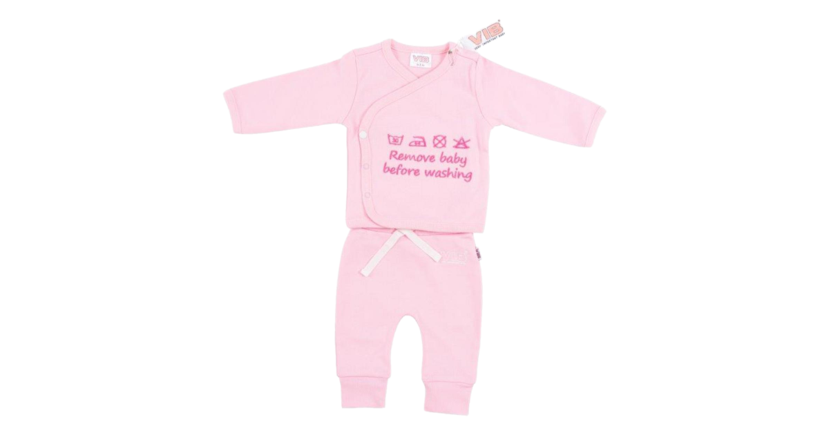 2-Delig Setje Broek+T-Shirt Roze 'Remove Baby Before Washing' | Il Regalo